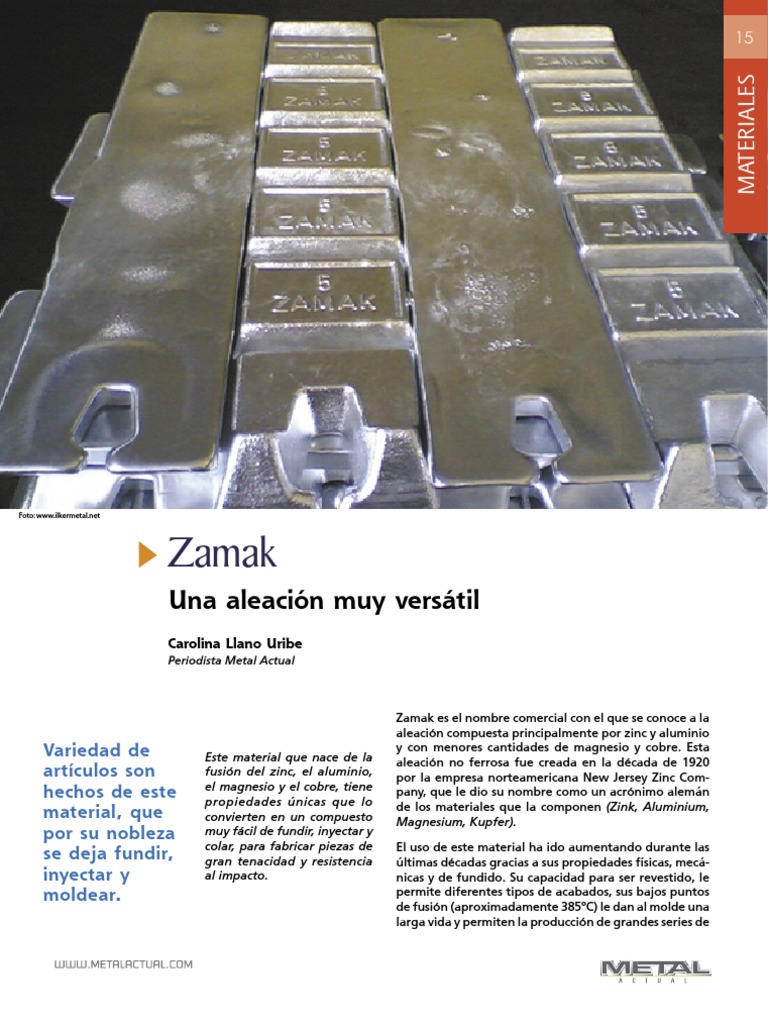 Materiales Zamak PDF | PDF | Aluminio | Cobre