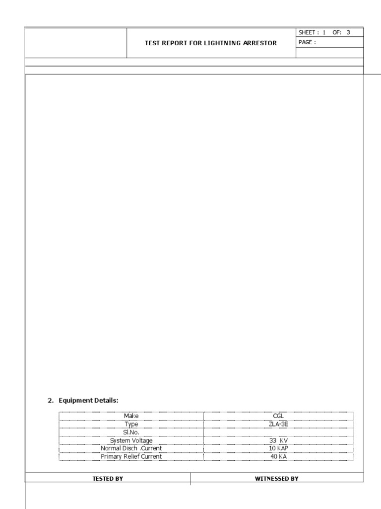 Test Report For Lightning Arrestor | PDF