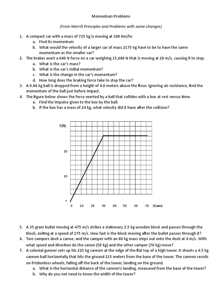 Momentum Problems | PDF | Collision | Momentum