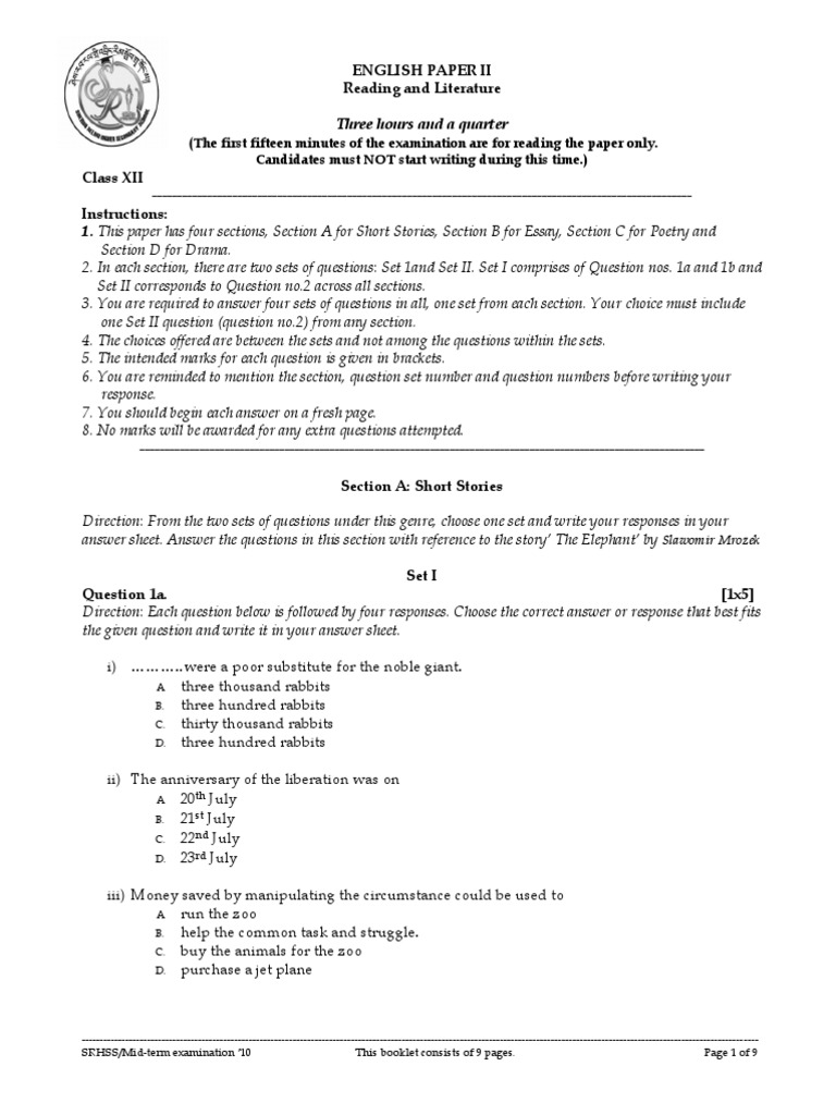 Paper II - English-Reading and Literature | Download Free PDF | Play ...