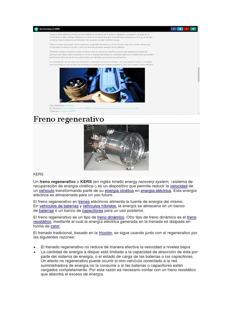 Freno Regenerativo | PDF | Vehículos | Tecnología de vehículos