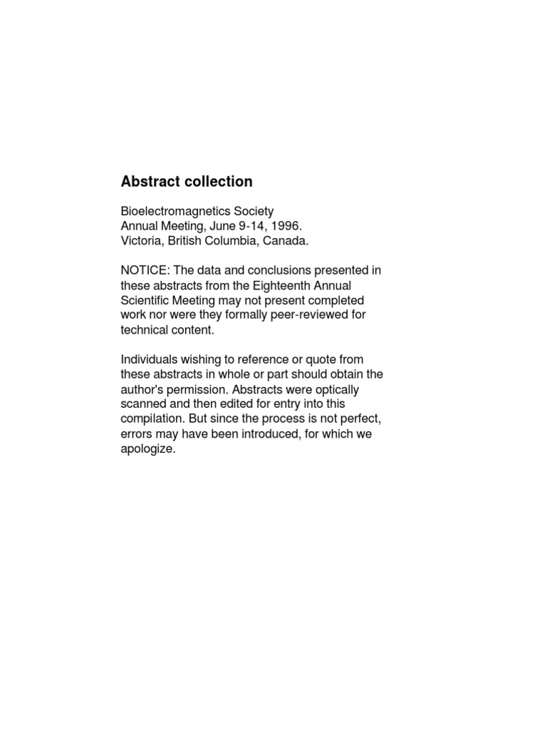 Bems1996 Abstracts | PDF | Antenna (Radio) | Frequency Modulation