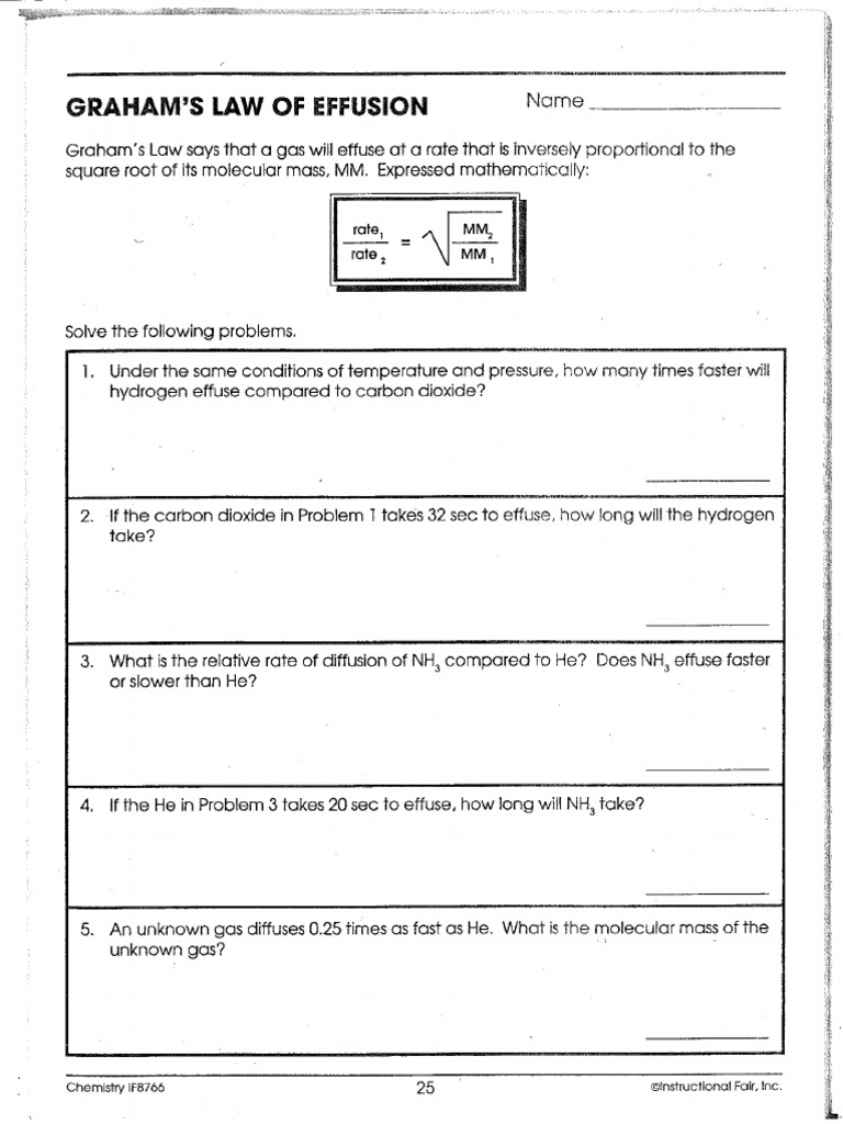 Grahams Law Worksheet | PDF
