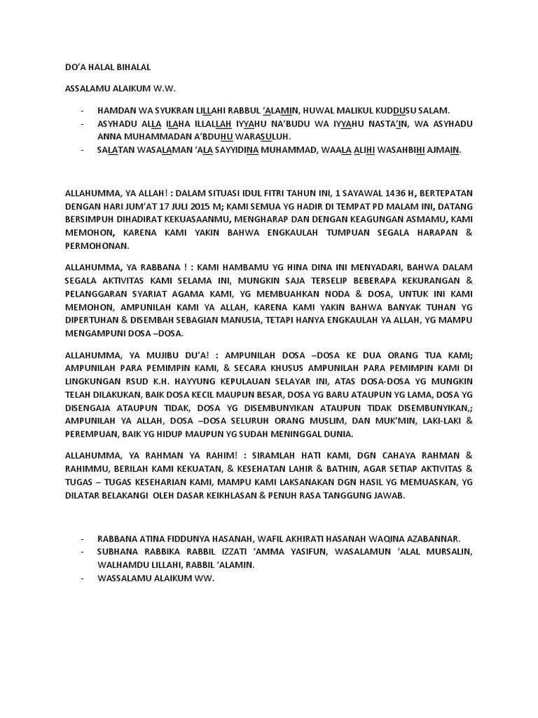 Doa Halal Bi Halal | PDF | Agama & Spiritualitas