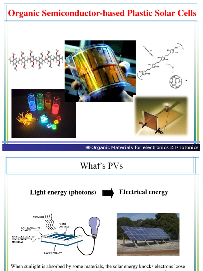 Organic Semiconductor-Based Plastic Solar Cells | PDF | Photovoltaics ...