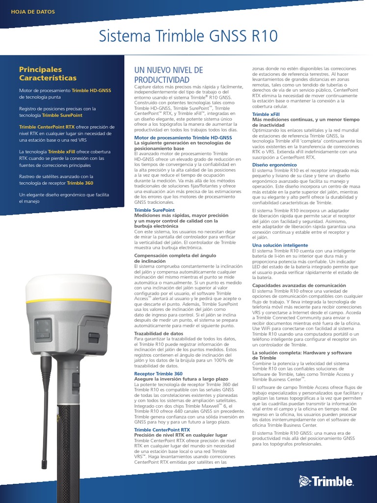 Datasheet - Trimble R10 GNSS - Spanish - Screen | PDF | Factores ...