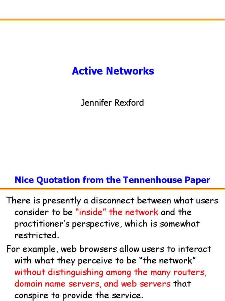 Active Networks: Jennifer Rexford | PDF | Network Packet | Computer Network