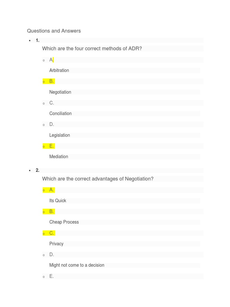 ADR DEEP Questions and Answers | PDF | Alternative Dispute Resolution ...
