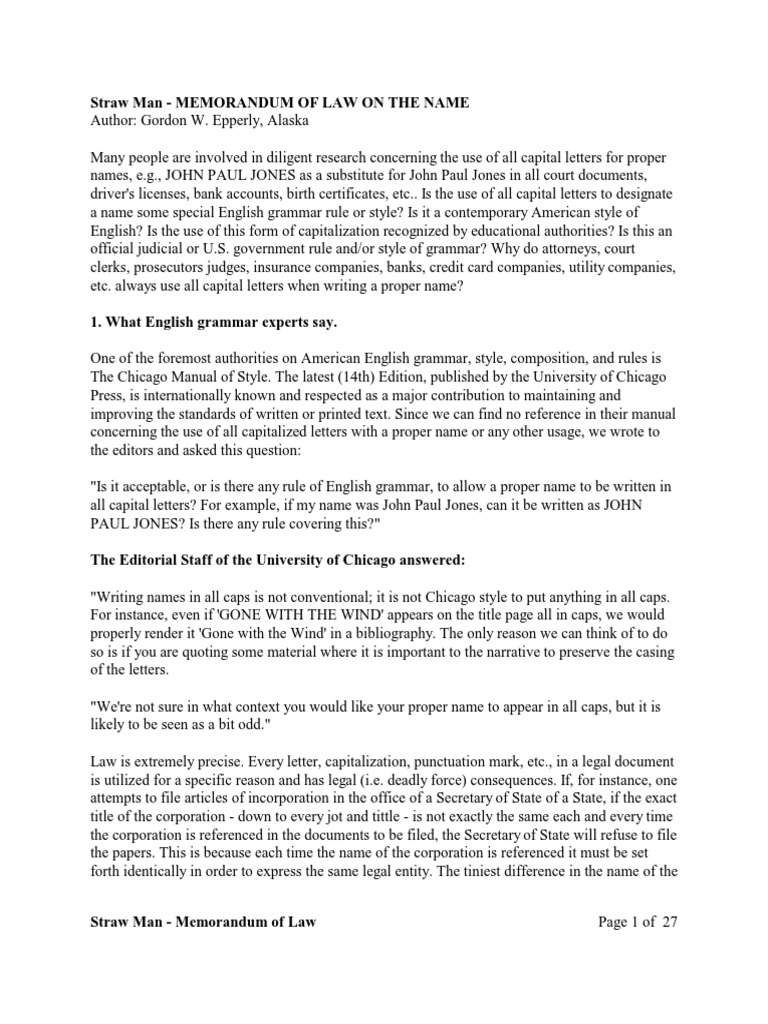 Straw Man-Mem of Law | PDF | Letter Case | Lawsuit