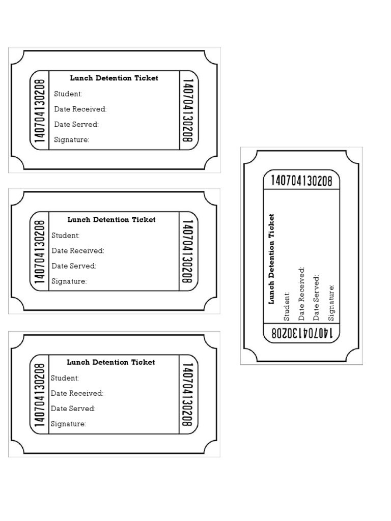 Lunch Detention Tickets | PDF