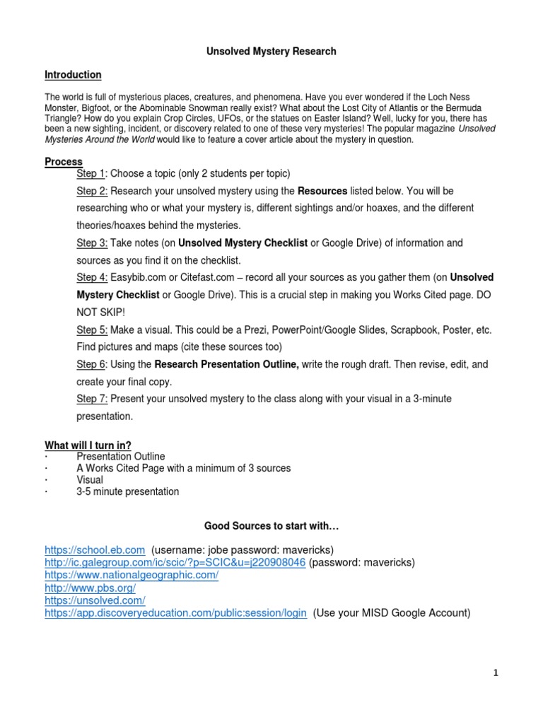 Unsolved Mystery Research | PDF