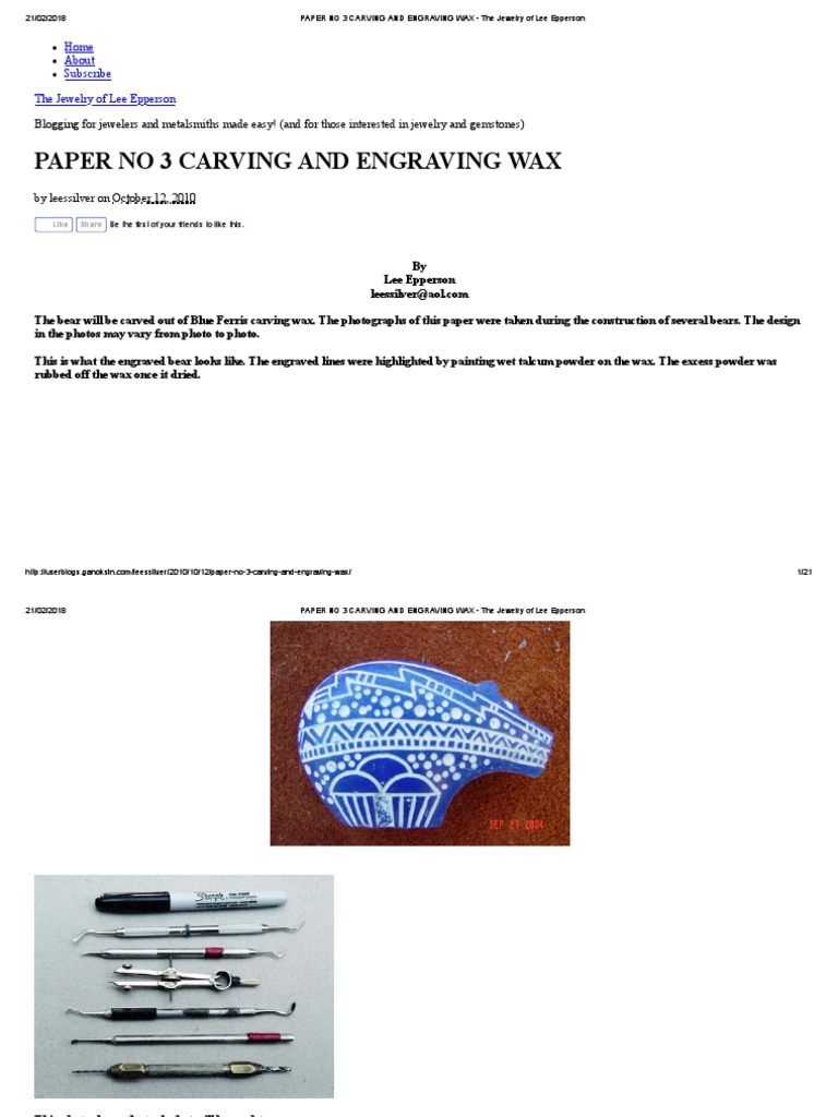 Paper No 3 Carving and Engraving Wax - The Jewelry of Lee Epperson ...