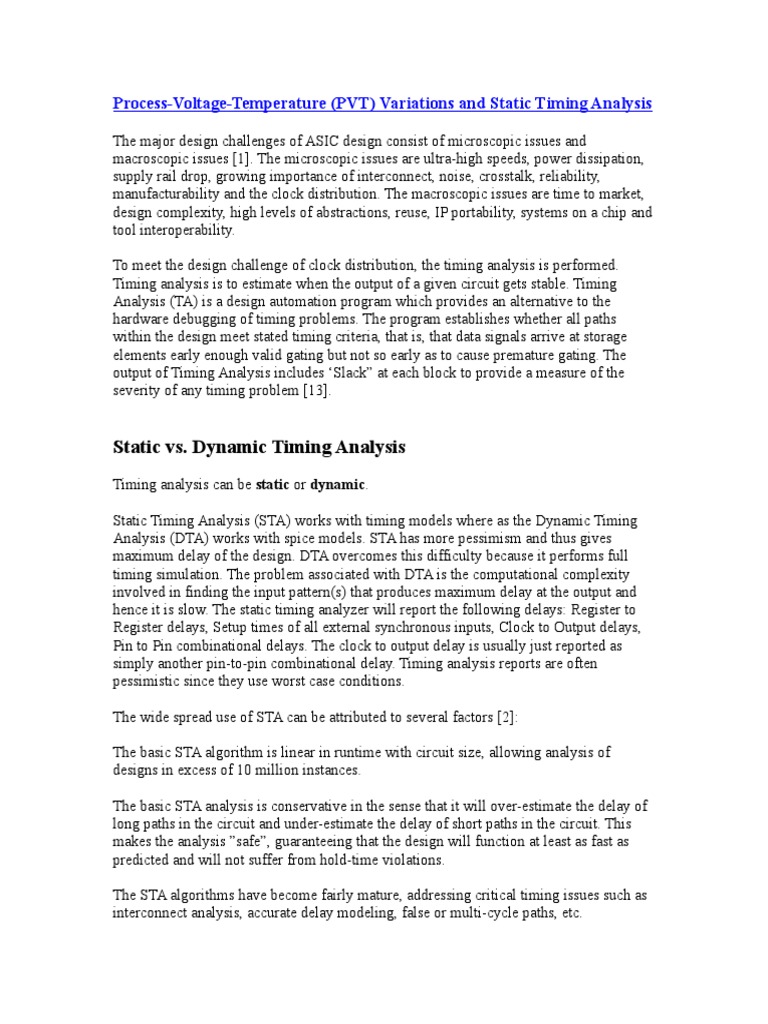 Static vs. Dynamic Timing Analysis | PDF | Integrated Circuit | Mosfet
