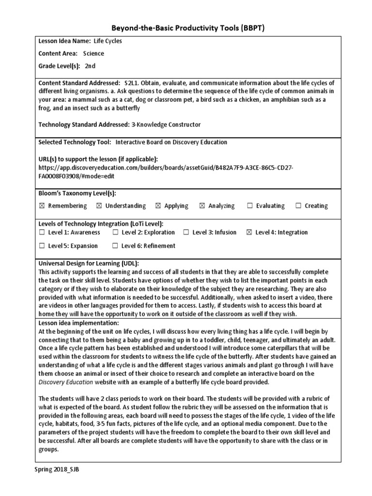 BBPT Lesson Plan | PDF | Pedagogy | Cognitive Science