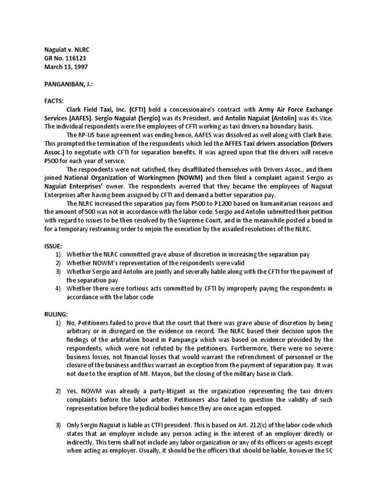 Naguiat v. NLRC | PDF | Private Law | Social Institutions