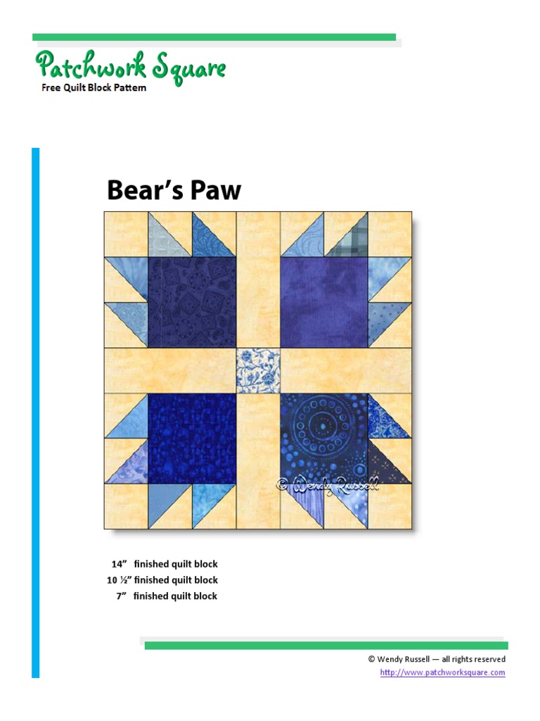 Bears Paw Quilt Block | PDF | Patchwork | Quilt