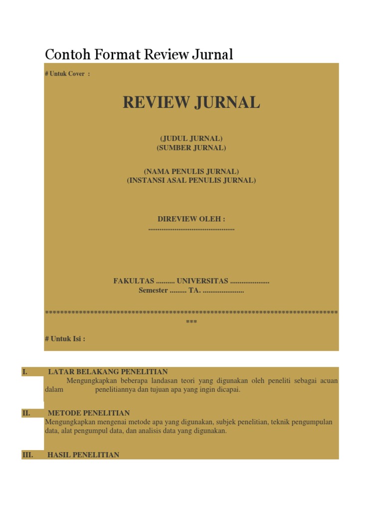 Contoh Format Review Jurnal | PDF