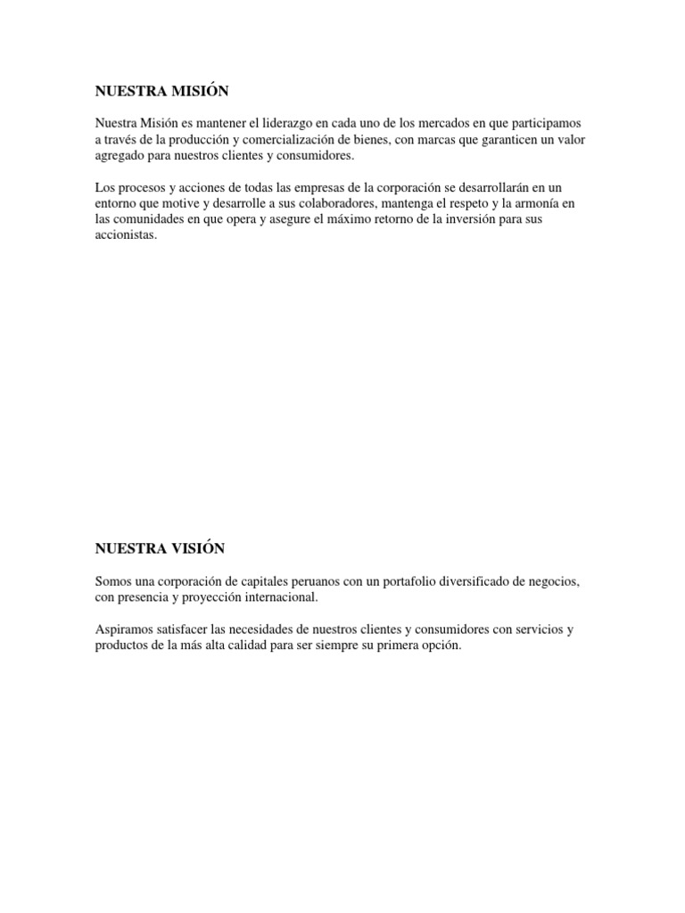 Nuestra Misión | PDF | Calidad (comercial) | Business