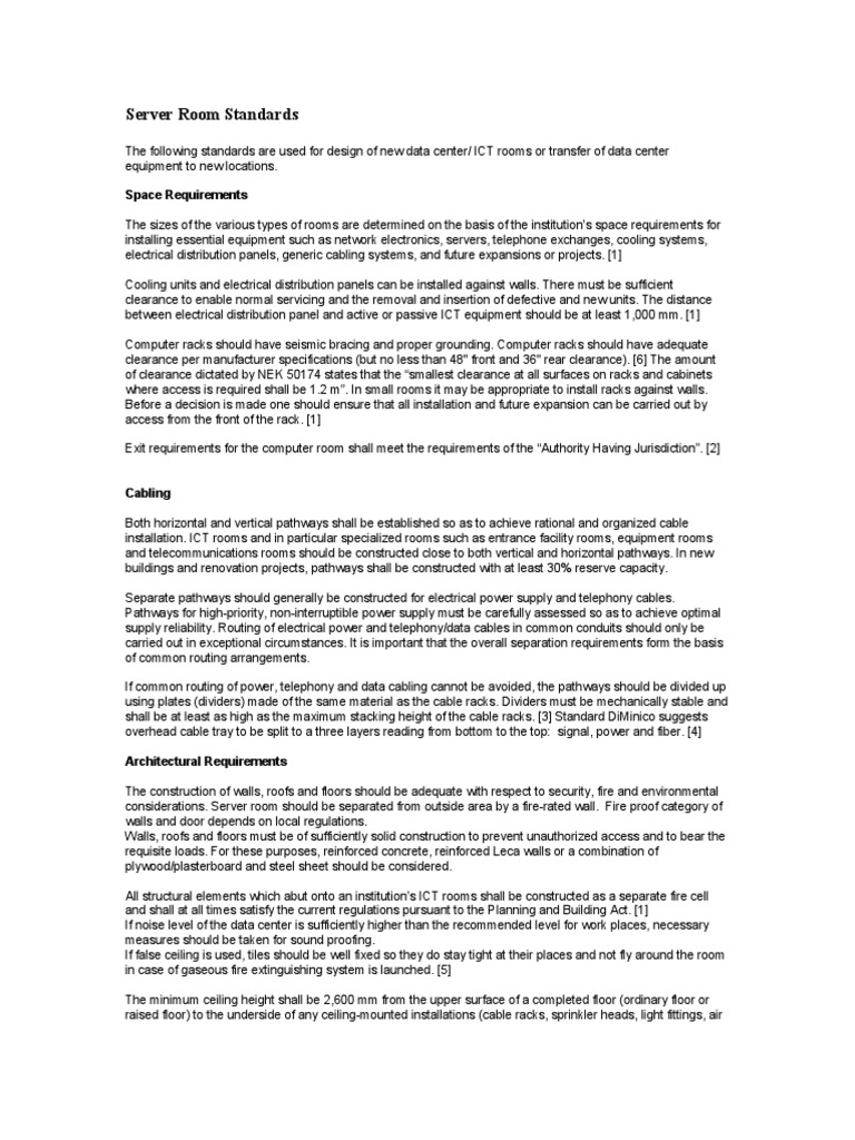 Server Room Design and Safety Standards | PDF | Data Center | Fire ...
