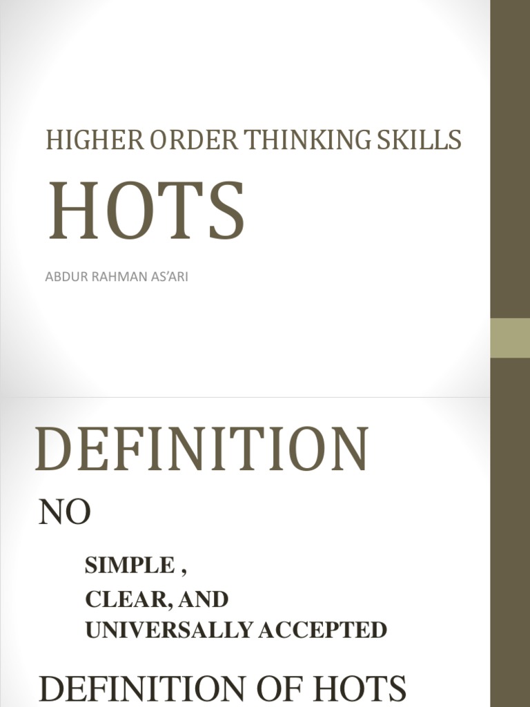 Higher Order Thinking Skills | PDF | Self-Improvement