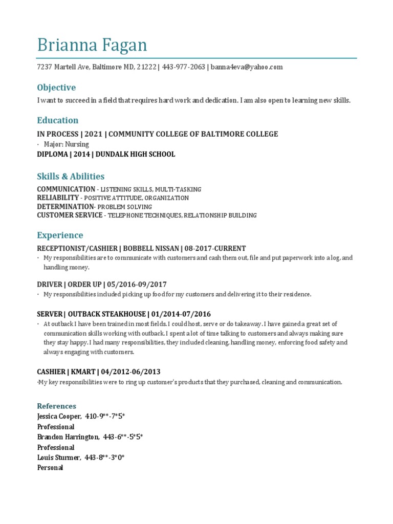 Brianna Resume Fagan Resume | PDF