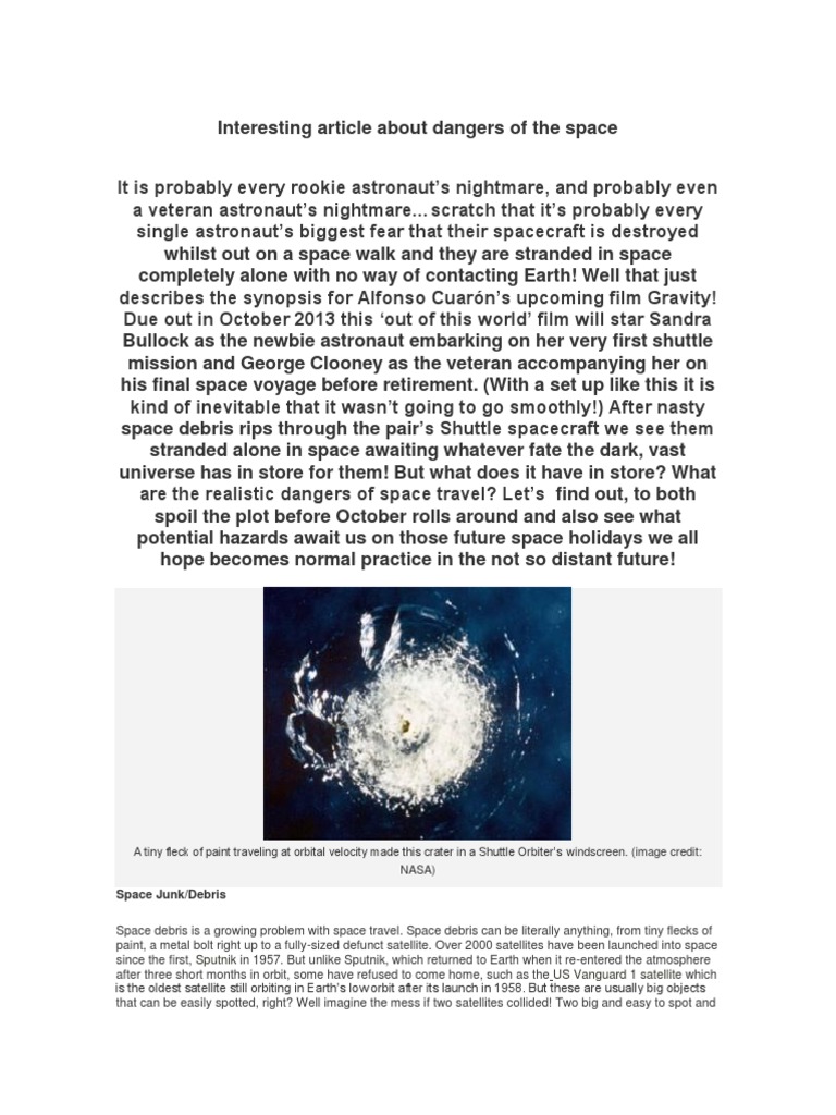 Dangers of Space | PDF | Space Debris | Mars