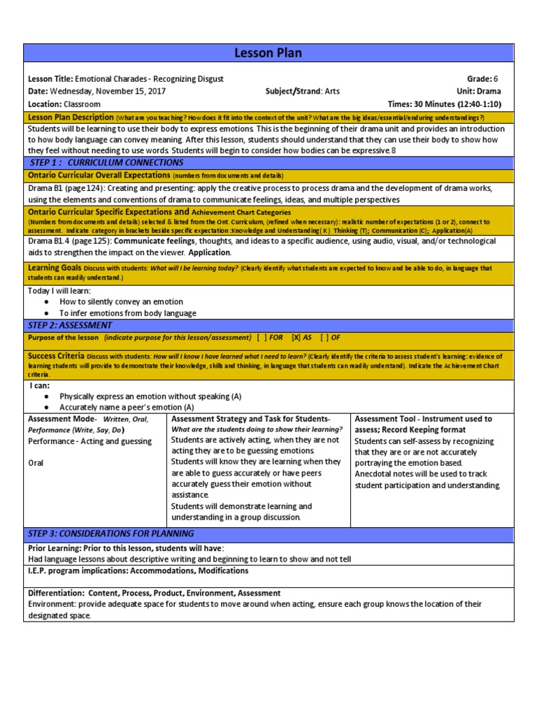 Drama Lesson Plan For Website | PDF | Lesson Plan | Curriculum