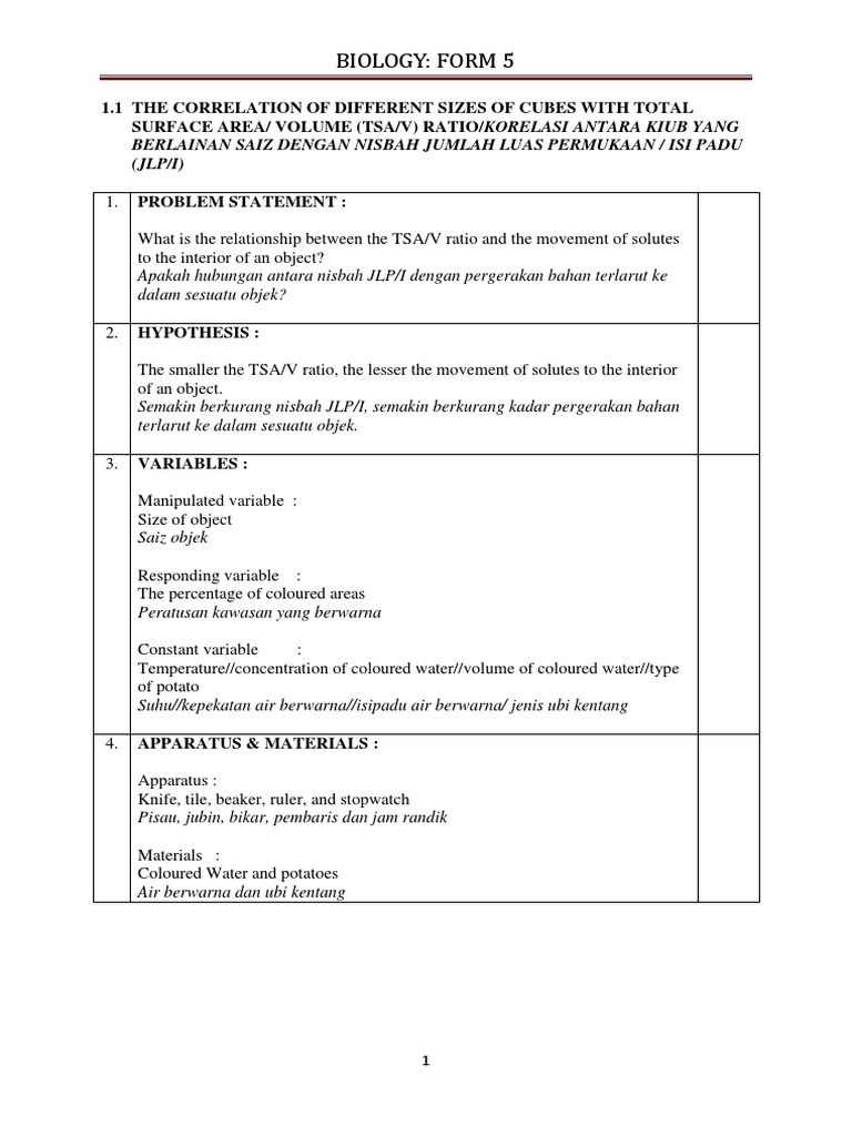 Koleksi Eksperimen Form 5 Biology | PDF | Nature