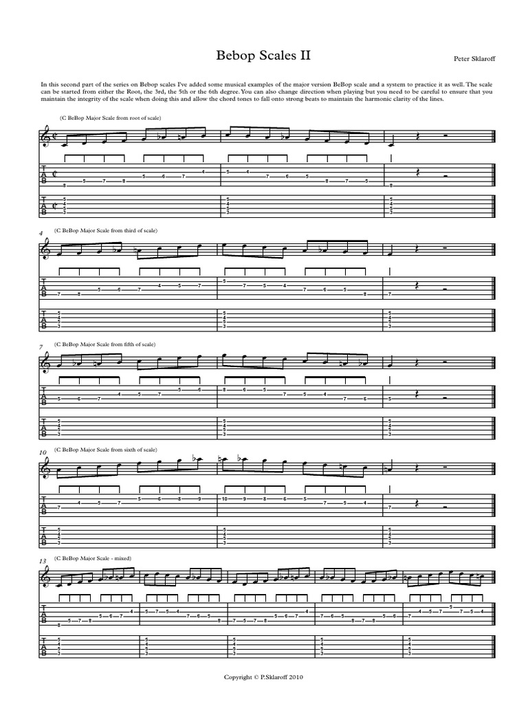Bebop Scales Ii: (C Bebop M Ajor Scale From Root of Scale) | PDF ...