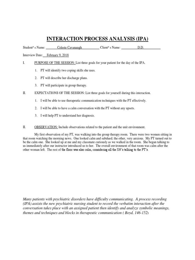 Interaction Process Analysis Ipa | PDF | Mania | Psychiatric And Mental ...