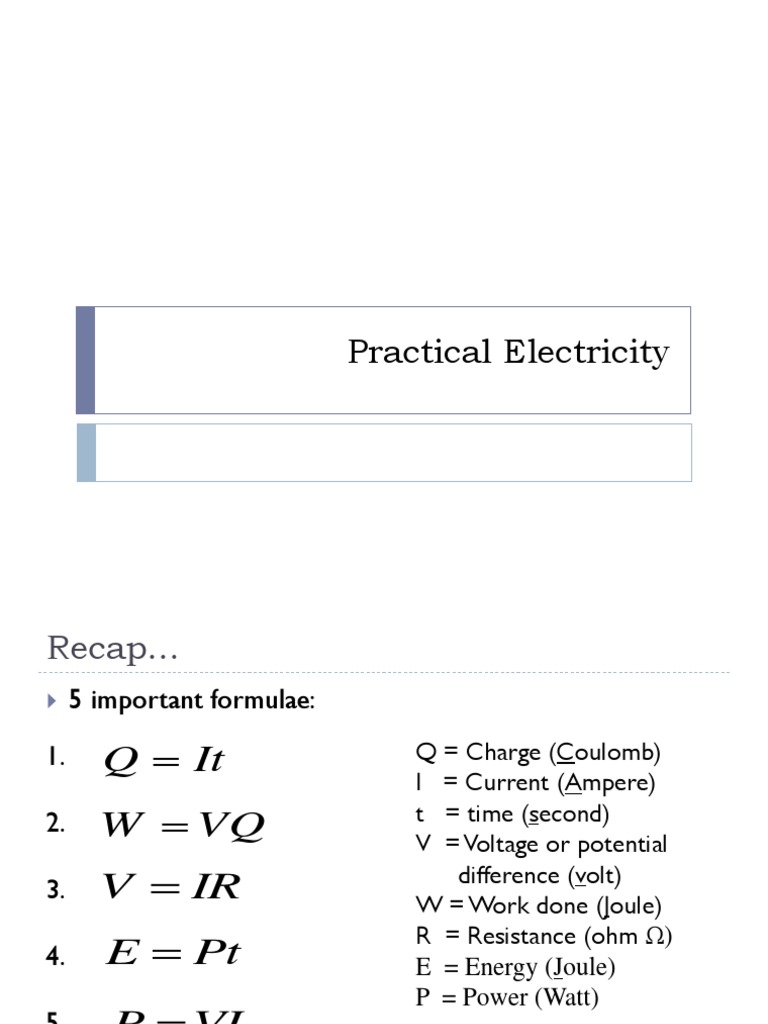 Practical Electricity | PDF | Fuse (Electrical) | Kilowatt Hour