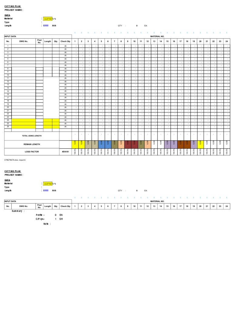 Cutting Plan Project Name: Data Material Type Length | PDF