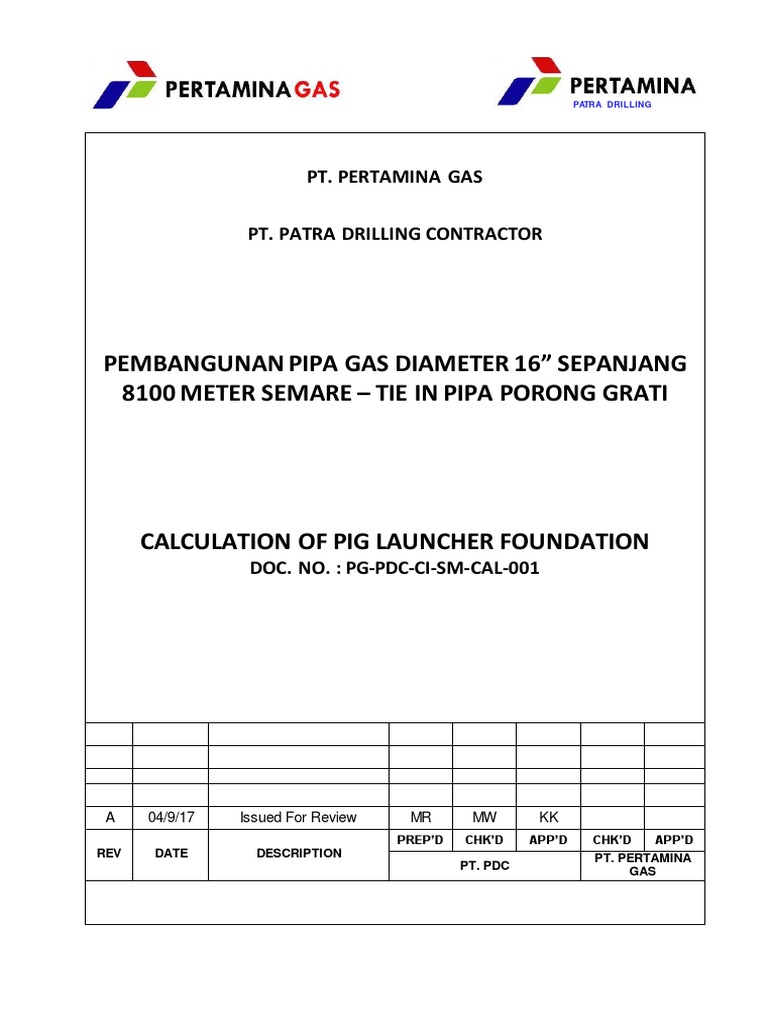 PG PDC CI SM CAL 001 (Calculation of Pig Louncher Foundation) | PDF
