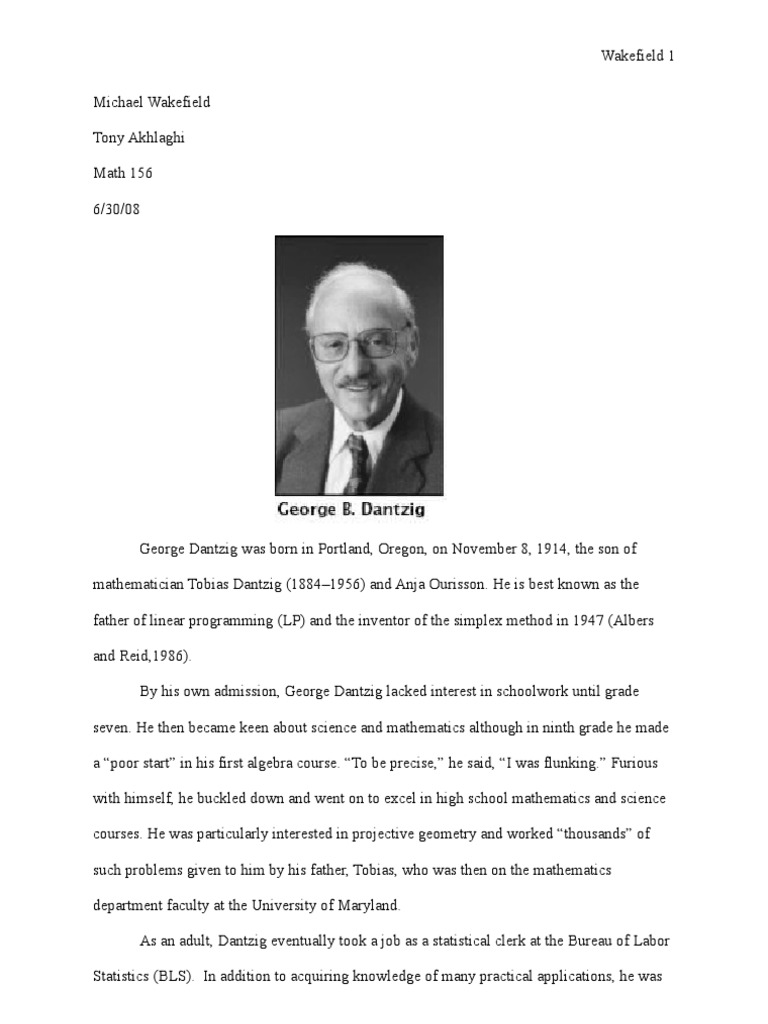 George Dantzig | Physics & Mathematics | Mathematics