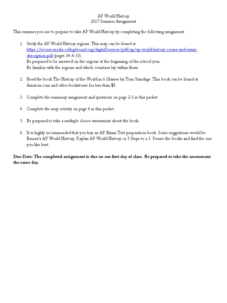 AP World History Summer Assignment | PDF | Distilled Beverages | Coca Cola