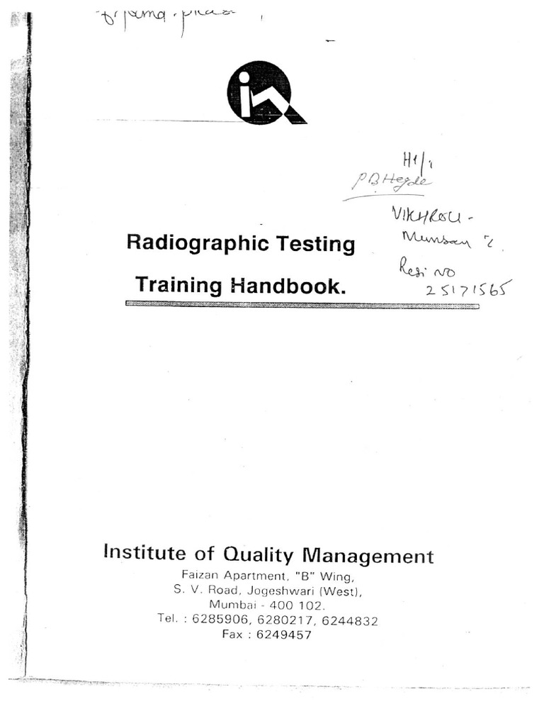 Radiographic Testing Training Handbook PDF | PDF