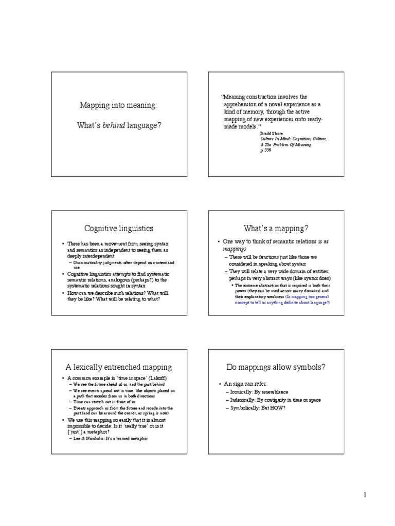 Mapping Into Meaning: What's Behind Language? | PDF | Semantics | Metaphor