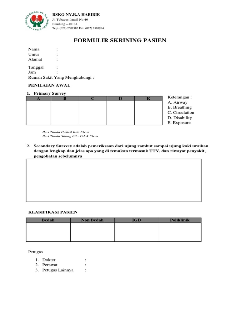 Formulir Skrining Pasien | PDF