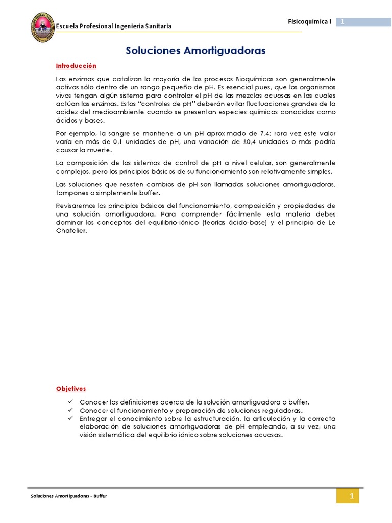 Soluciones Amortiguadoras | PDF | Solución tampón | Ph