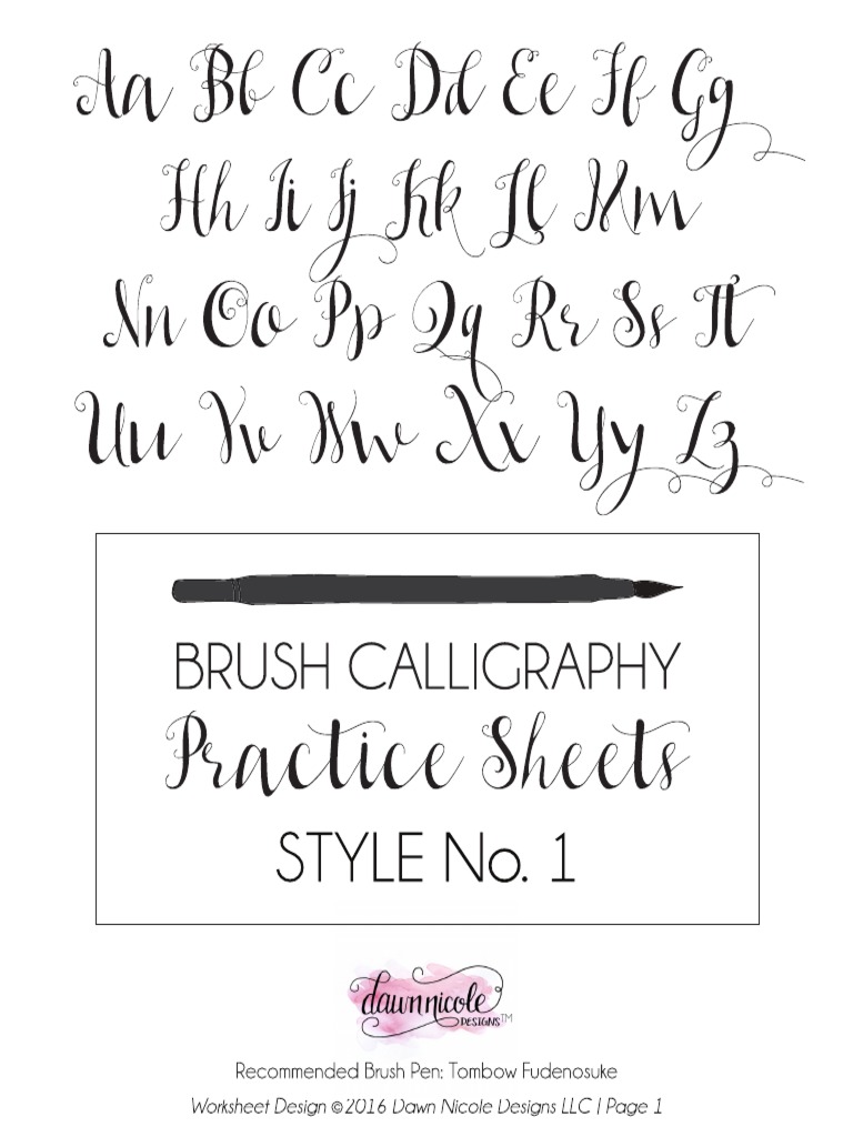 BrushCalligraphyWorksheets StyleNo1 | PDF