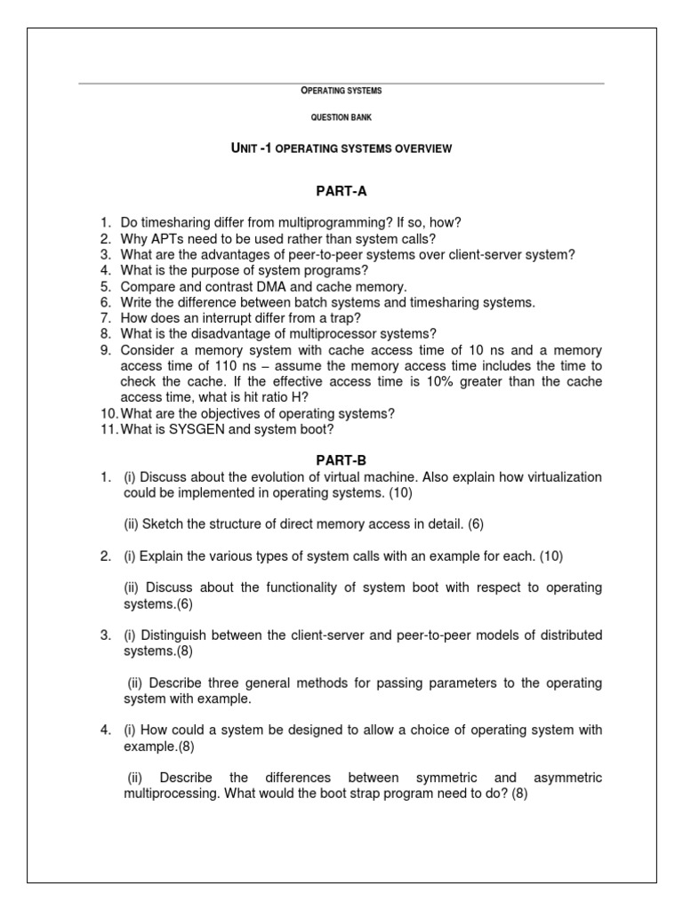 OS Question Bank 1 | PDF | Thread (Computing) | Scheduling (Computing)