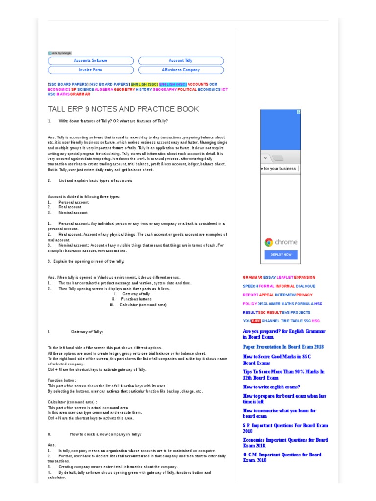 Tally ERP 9 Notes and Practice Guide | PDF | Expense | Debits And Credits