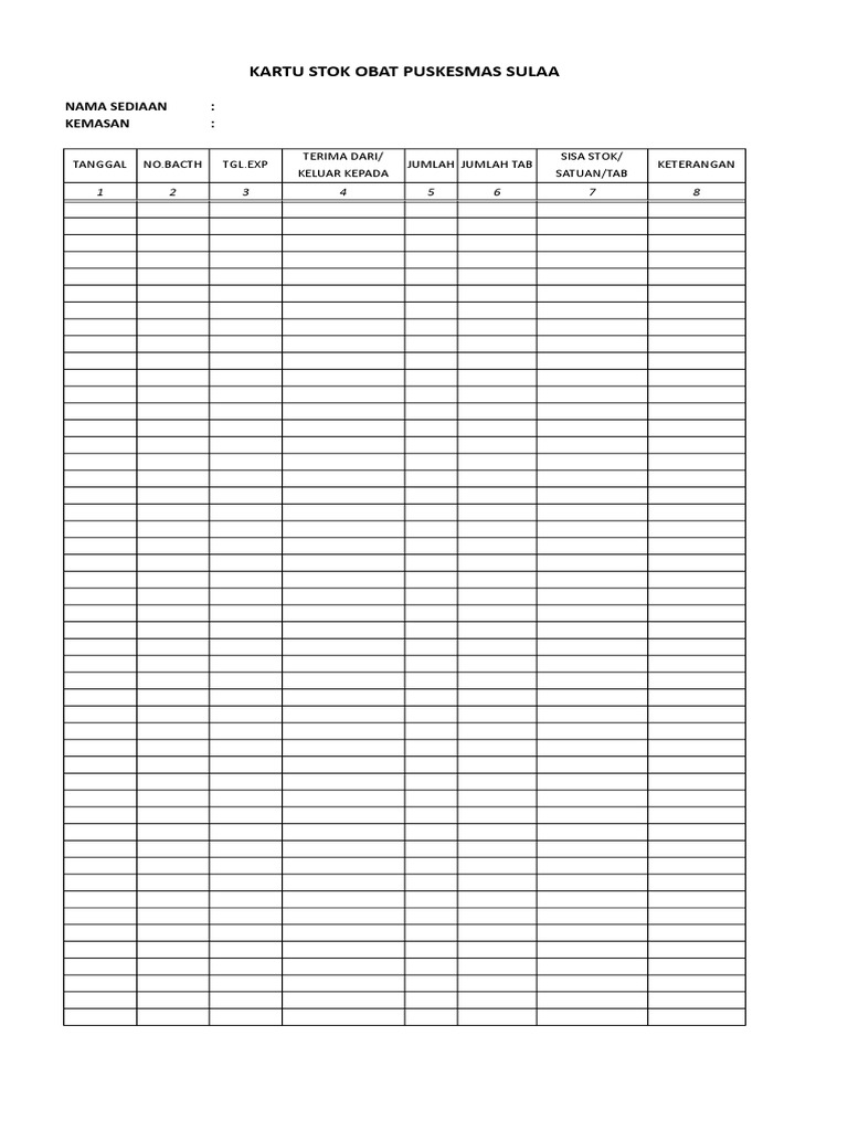 Kartu Stok Obat | PDF