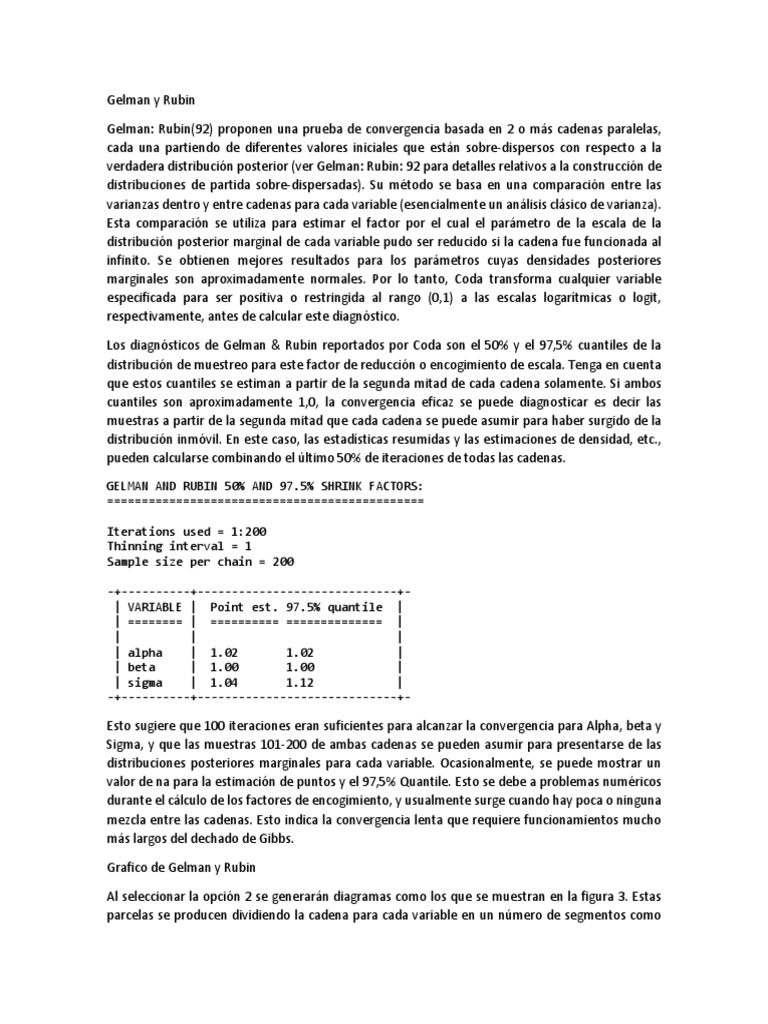 Diagnóstico de Convergencia de Gelman y Rubin | PDF | Distribución de ...