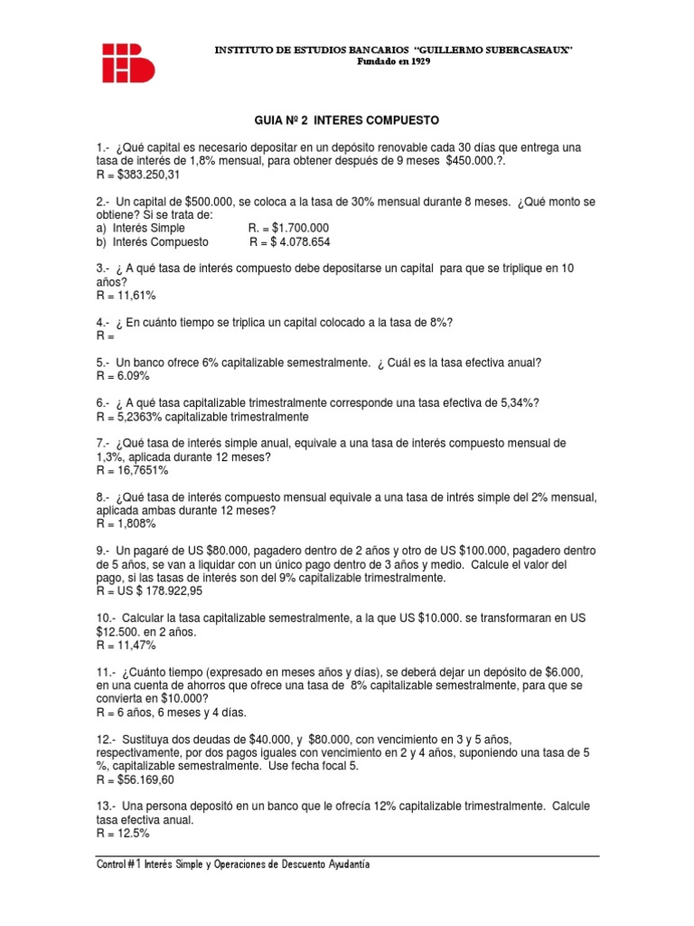 Guia No 2 Interes Compu | PDF | Interés | Bancos