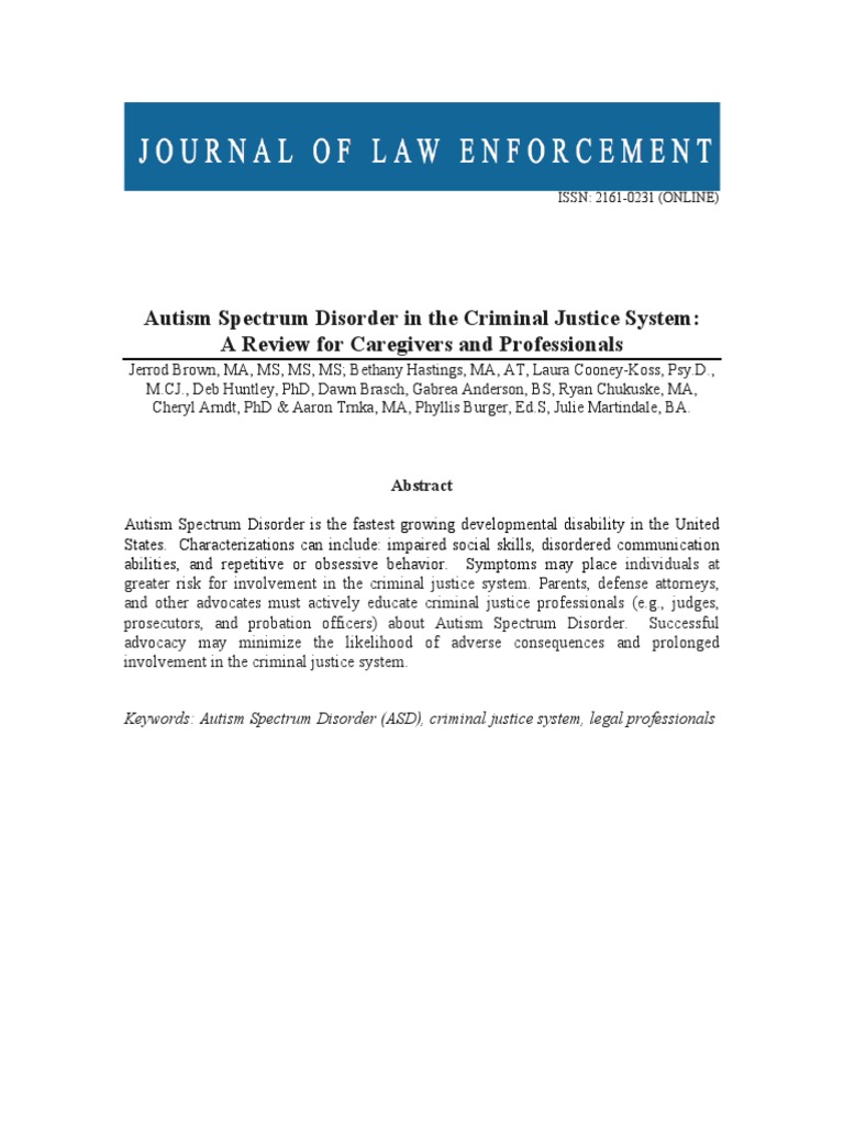 The Journal of Law Enforcement | PDF | Autism Spectrum | Autism