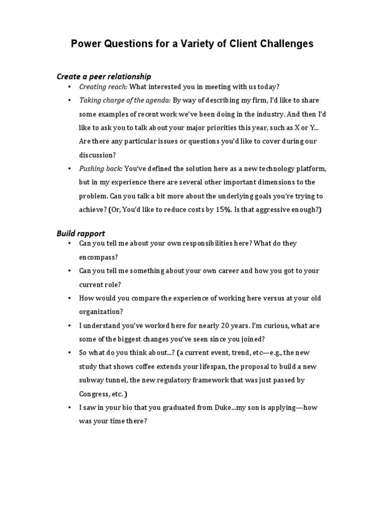 Power Questions Sobel | PDF | Strategic Management | Psychology