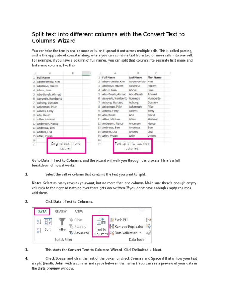 Convert Text To Columns Wizard | PDF