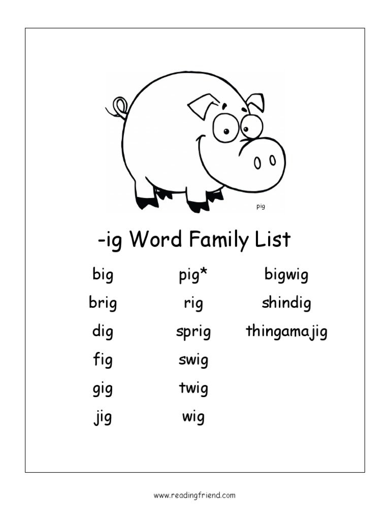 Ig Family Words Package | PDF