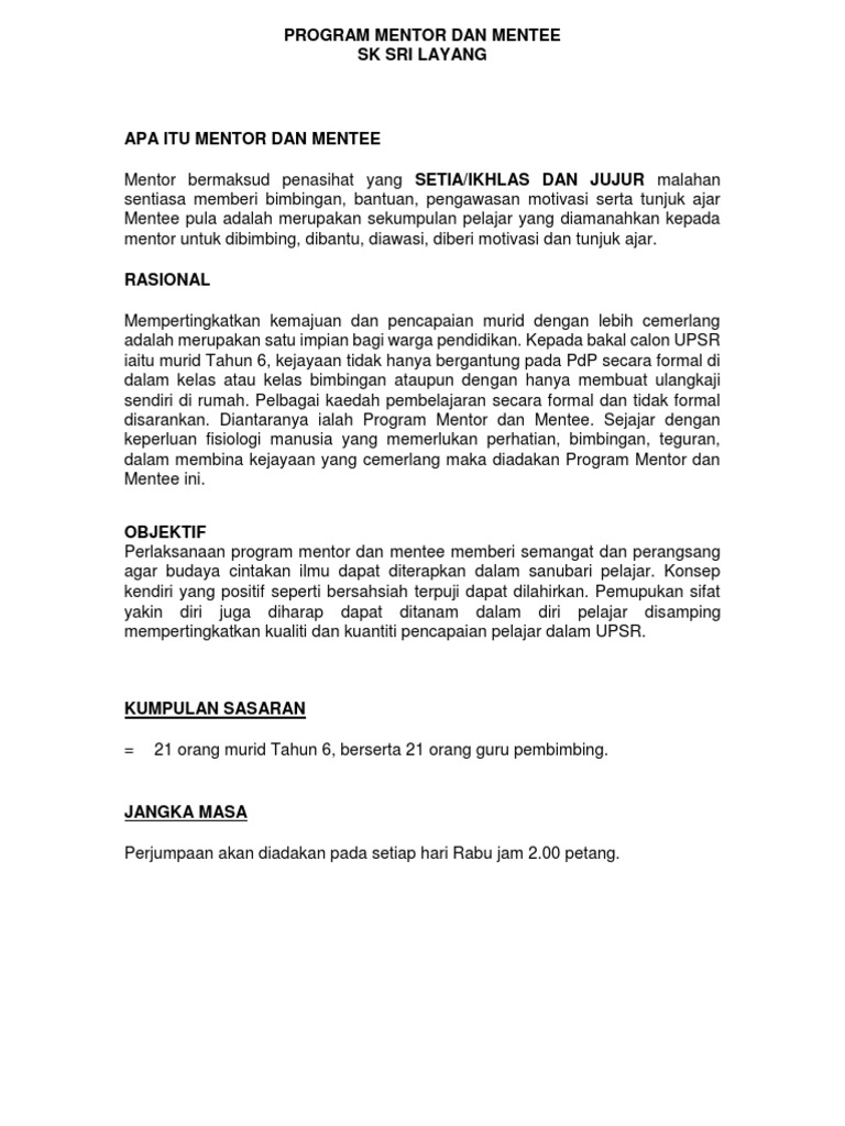 Buku Perjumpaan Mentor Mentee | PDF